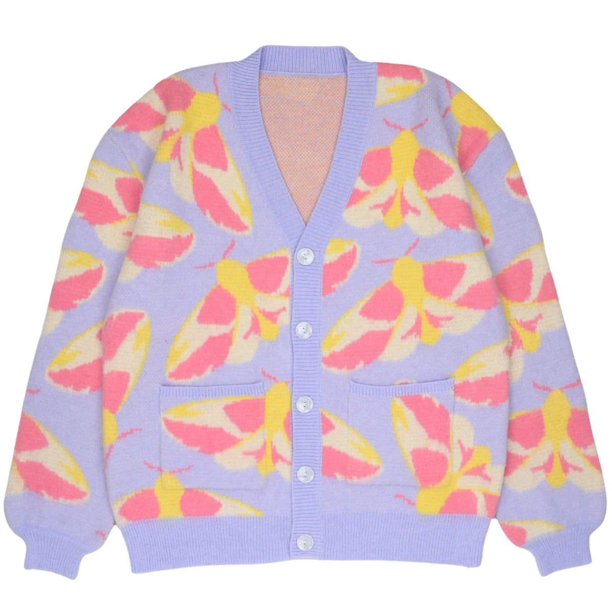 Fuzzy Rosy Maple Moth Cardigan – Steady Hands